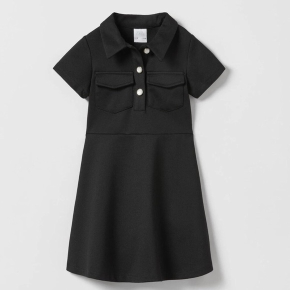 Zara | Dresses | Zara Girls Black Ponte Button Uniform Dress Size 3 14 ...